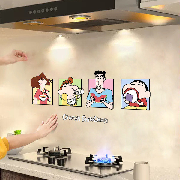 廚房油煙貼紙 Kitchen oil fume stickers 【可愛圖案】蠟筆小新廚房貼紙防油防水耐高溫灶臺牆面防火 | 蝦皮購物