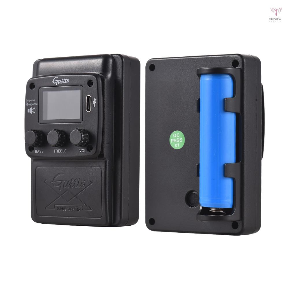 Guitto GGP-04 原聲吉他振動拾音器 LCD 顯示吉他拾音器,帶多種古典吉他音色/混響延遲效果/精確調音器適合 | 蝦皮購物
