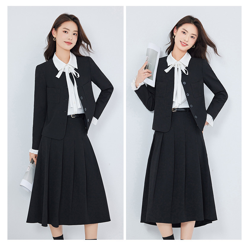 Miguo_正裝套裝女 大學生面試裝 教資穿搭 小個子西服外套搭配半身百褶裙 職業西裝 冬日小清新 S-3XL 職業套裝 | 蝦皮購物