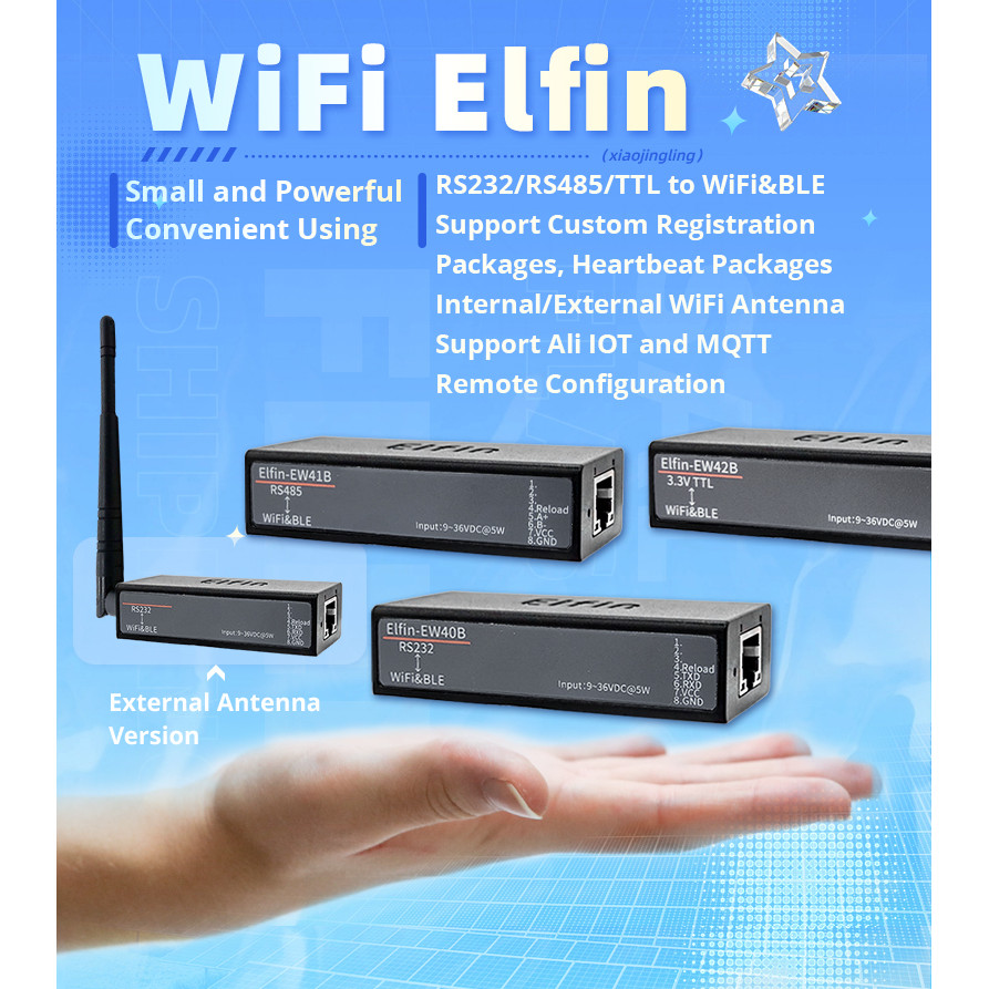 Elfin-EW4XB RS232/485/TTL 轉 Wi-Fi&BLE 串口服務器支持 STA/AP/AP+STA | 蝦皮購物
