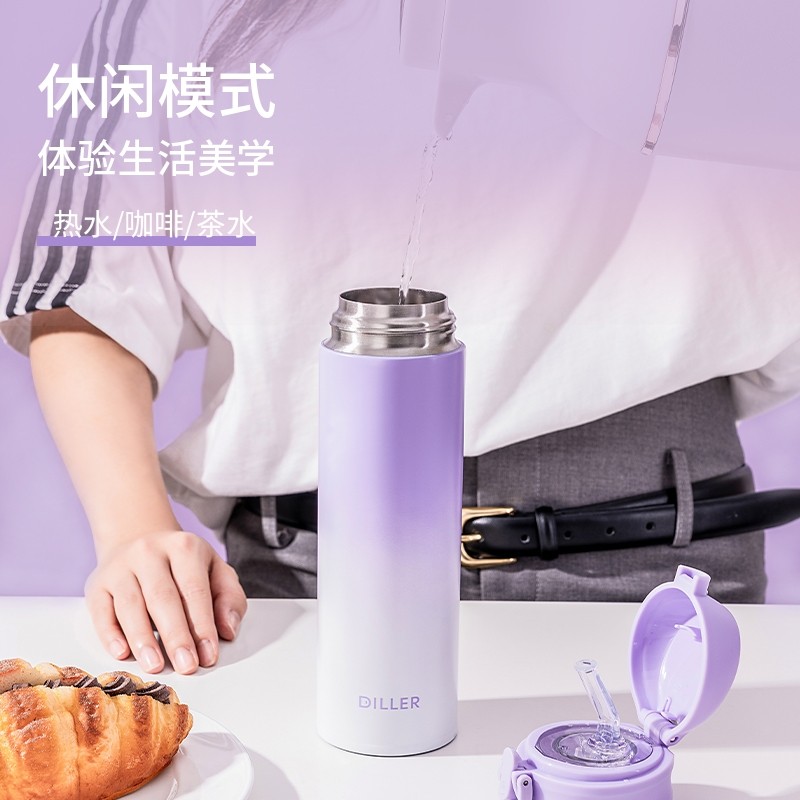 【迪樂貝爾】真空瓶 保溫瓶 316 不鏽鋼 吸管 馬卡龍色系 飲水保溫瓶 350/480ml MLH9179 高顏值水杯 | 蝦皮購物