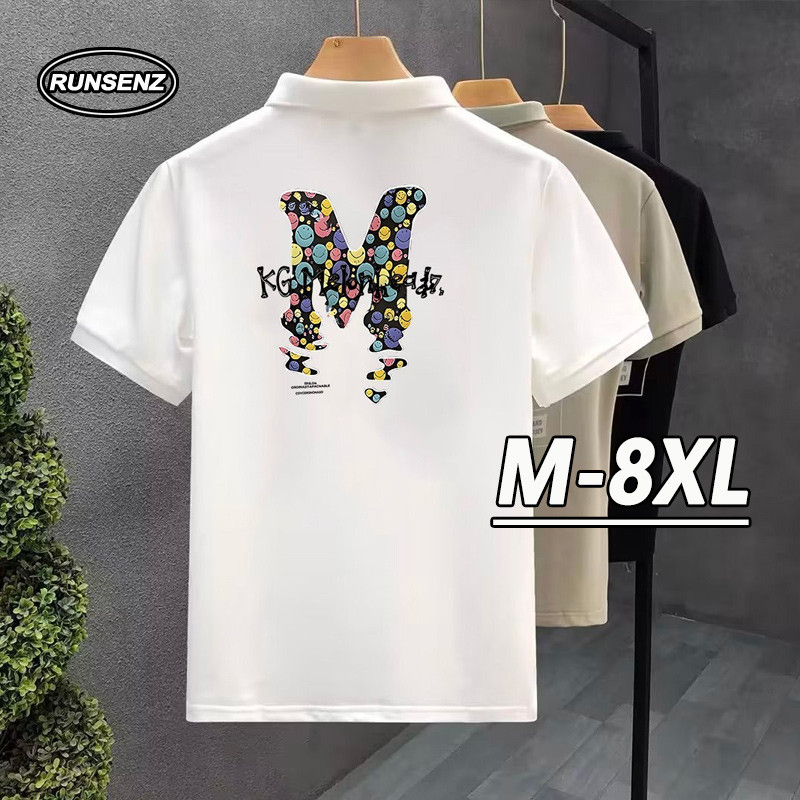 M-8XL 韓系潮牌ins白色短袖Polo衫男 大尺碼上衣 Oversize 休閒寬鬆男生衣服 夏季男裝 加大尺碼T恤 | 蝦皮購物
