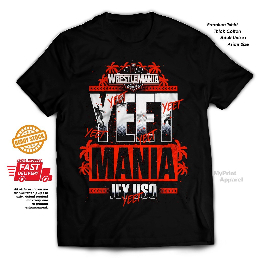 Jey Uso Royal Rumble YEETMANIA Wwe 摔跤棉質 T 恤 | 蝦皮購物