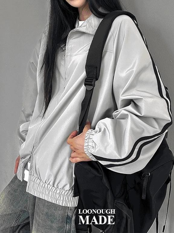 Codibook｜韓國 Loonough 自由休閒垮肩翻領抽繩風衣[預購]拉鍊外套 防風外套 女裝 | 蝦皮購物
