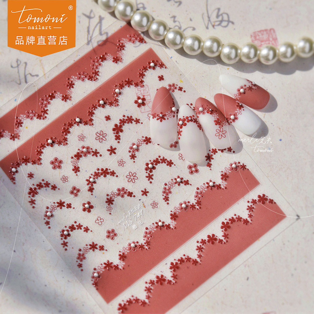 [Meow.Sensei]tomoni晶鑽美甲貼紙 莫失閤作款日係指甲貼工廠批髮花朵法式貼紙 | 蝦皮購物