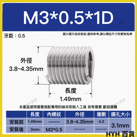 HYH【免運】 304不鏽鋼 螺紋護套 護套 自攻螺套一字槽螺紋護套襯套內外牙螺母自攻牙套螺絲套 | 蝦皮購物
