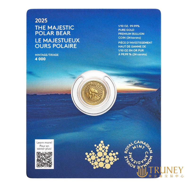 【TRUNEY貴金屬】2025加拿大9999雄偉的北極熊金幣1/10盎司 - 檢驗卡裝 | 蝦皮購物