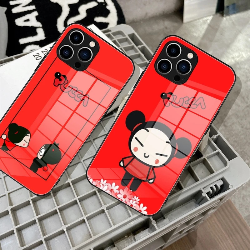 SAMSUNG BL-1 時尚可愛卡通 Pucca 手機殼鋼化玻璃適用於 IPhone 17、12 Plus 13 三星 | 蝦皮購物