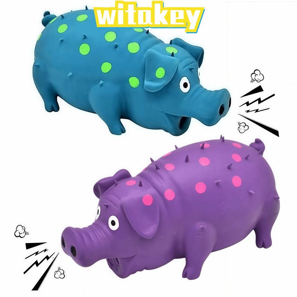 WITAKEY Dog Squeaky Toy,帶聲音尖叫乳膠狗咀嚼玩具的 Grunt Pig,有趣耐用的自玩軟乳膠狗擠 | 蝦皮購物
