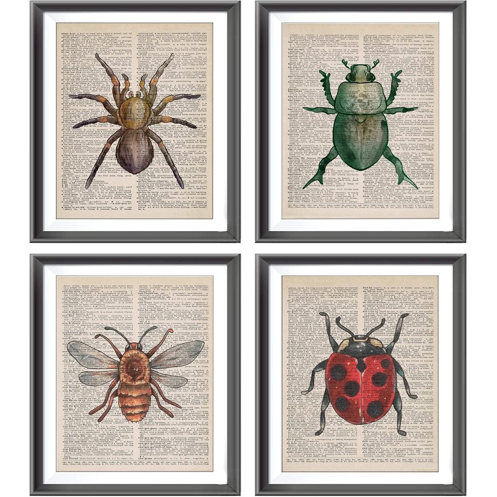 Vintage Honey Bee Spider Ladybug Beetle Dictionary Art Poste | 蝦皮購物