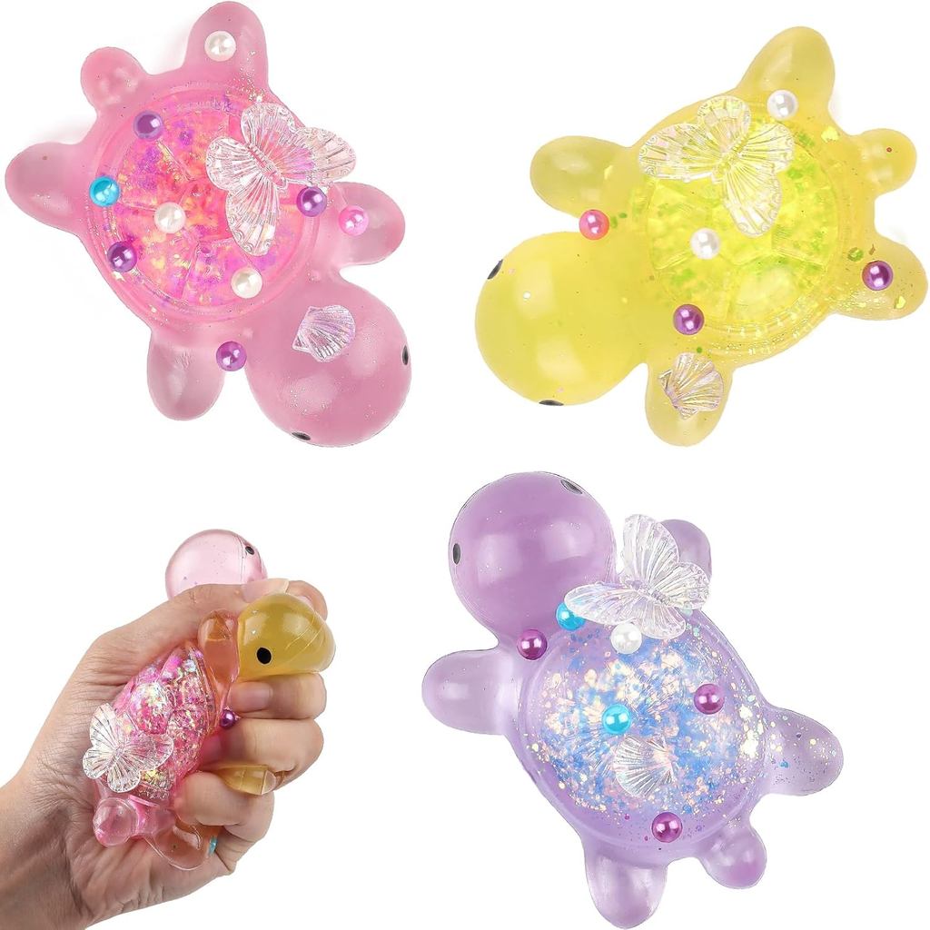 Anboor 3 Pcs Turtle Squishies Toys, 3.15" Soft Sticky Glitte | 蝦皮購物