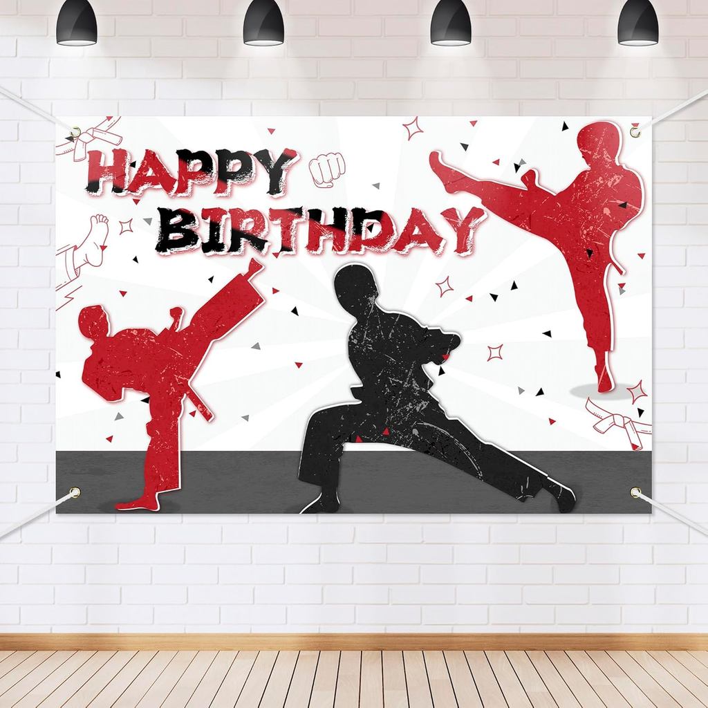 Karate Birthday Party Banner Backdrop Karate Martial Arts Sp | 蝦皮購物