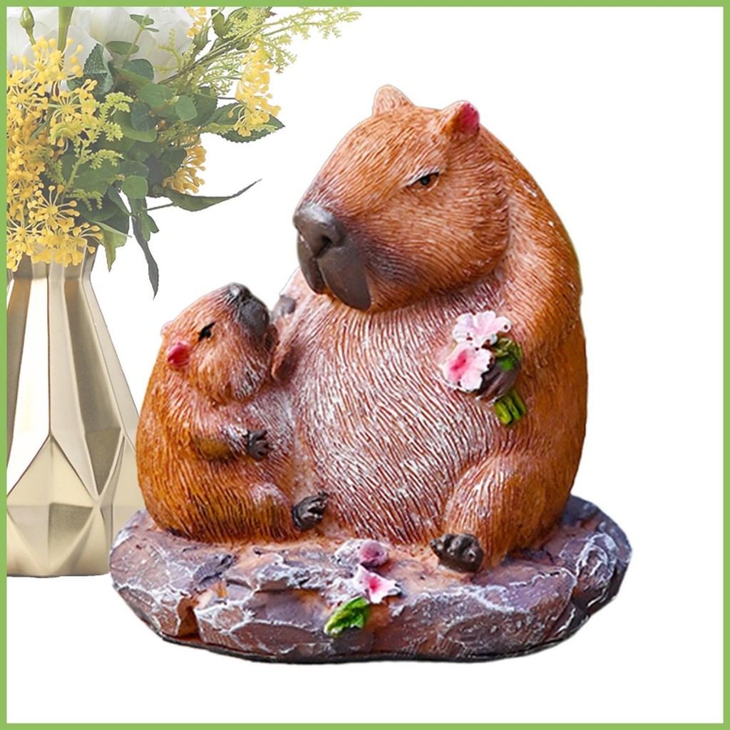 Small Capybara Figure Tiny Capybara Figure 微型景觀動物母子花園雕像樹脂qia | 蝦皮購物