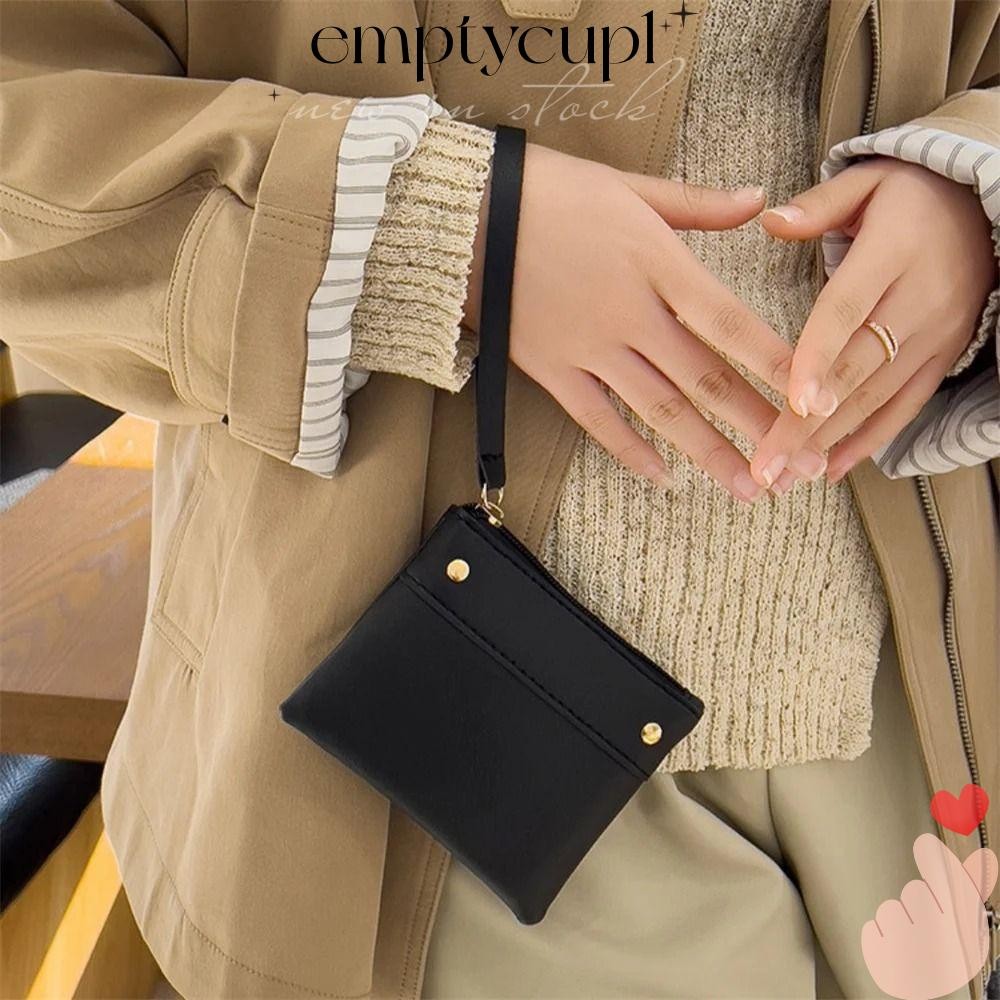 EMPTYCUP女款短款錢包,純色信用卡袋小零錢包,新建Pu皮革時尚可愛鑰匙包迷你鑰匙袋 | 蝦皮購物
