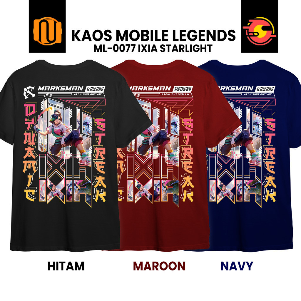 IXIA STARLIGHT Mobile Legals 短袖黑色皮膚神射手 ML MLBB T 恤 | 蝦皮購物