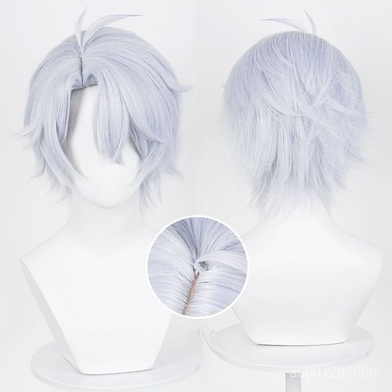 桃園出貨 無需修剪崩壞星穹鐵道 白厄cosplay假頭髮頭皮頂銀灰反翹短髮 A9 | 蝦皮購物