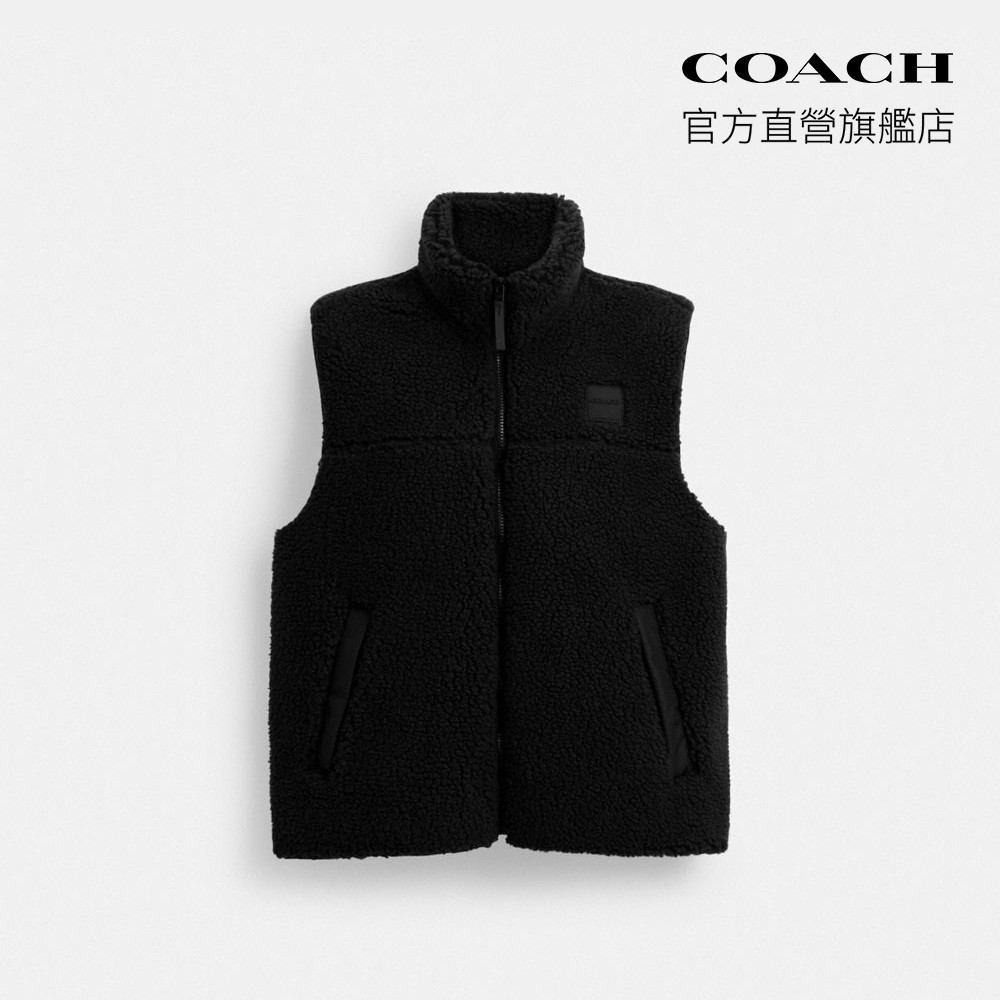 【COACH】NOVELT 仿羊羔絨背心-黑色(CW690)｜官方直營 | 蝦皮購物