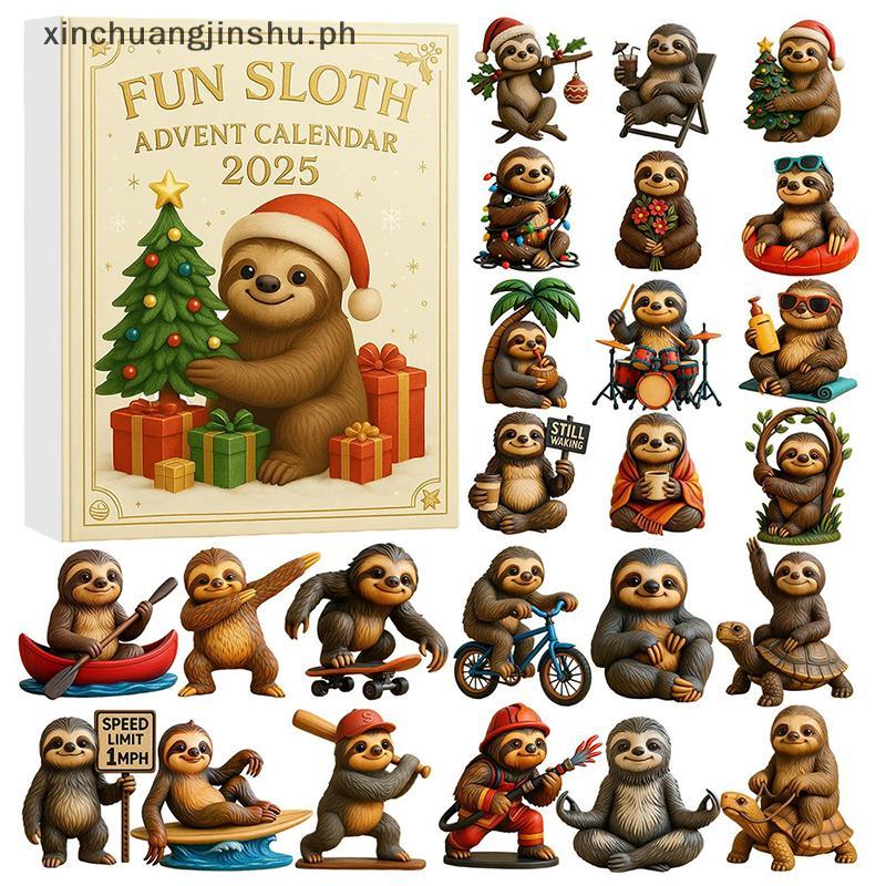 XIN Fun Sloth Advent Calendar 2025,24 天聖誕節倒計時日曆,帶 24 件可愛收藏樹懶 | 蝦皮購物