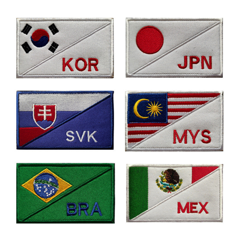 現貨#日本JPN韓國KOR英文縮寫馬來西亞MYS刺繡魔術貼章補丁包配貼1019hw | 蝦皮購物