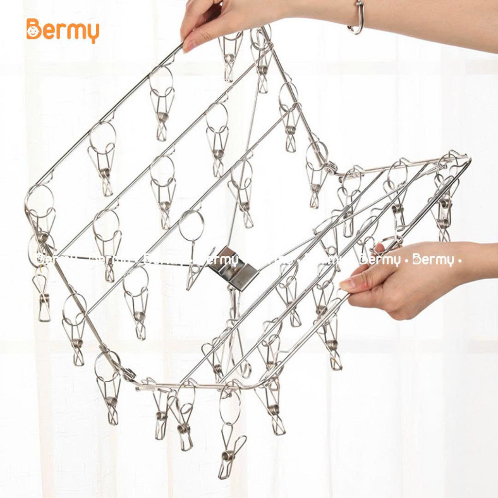 Bermy 30 夾不銹鋼衣架易於乾燥嬰兒衣服、襪子和內衣 | 蝦皮購物