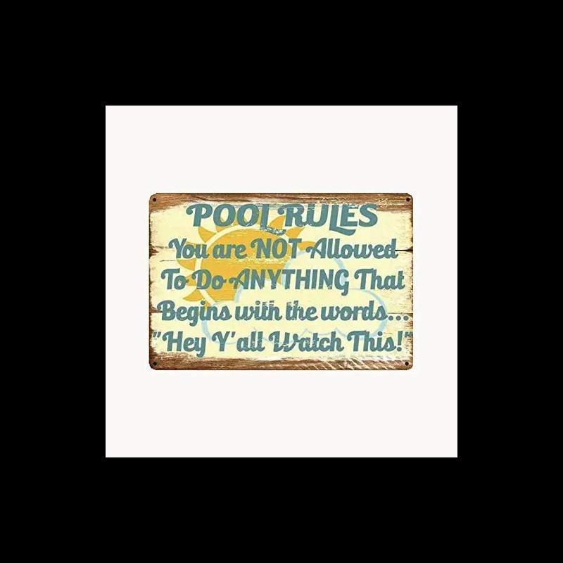Retro Vintage Funny Pool Rules Metal Tin Sign for Bar Cafe G | 蝦皮購物