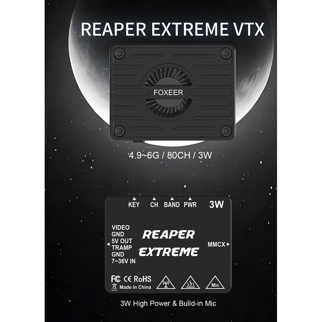 FOXEER Reaper Extreme 3W 10W V2 VTX 視頻發射器 80CH 4.9~6G FPV 內置 | 蝦皮購物