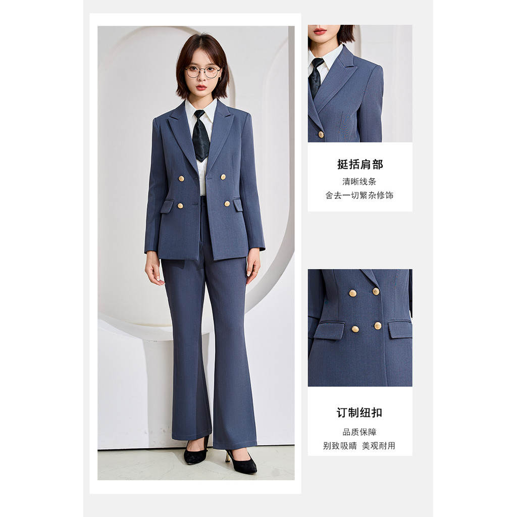 【Miguo小米果】高級感雙排扣西服套裝女 簡約乾練氣質女總裁職業西裝套裝 正裝 S-5XL 大尺碼西裝套裝 | 蝦皮購物
