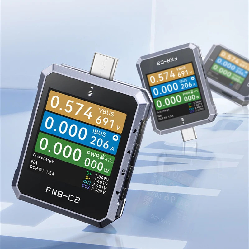FNIRSI FNB-C2迷你電壓電流表PD3.1 EPR QC 20位USB測試儀Type-C快充協議檢測 | 蝦皮購物