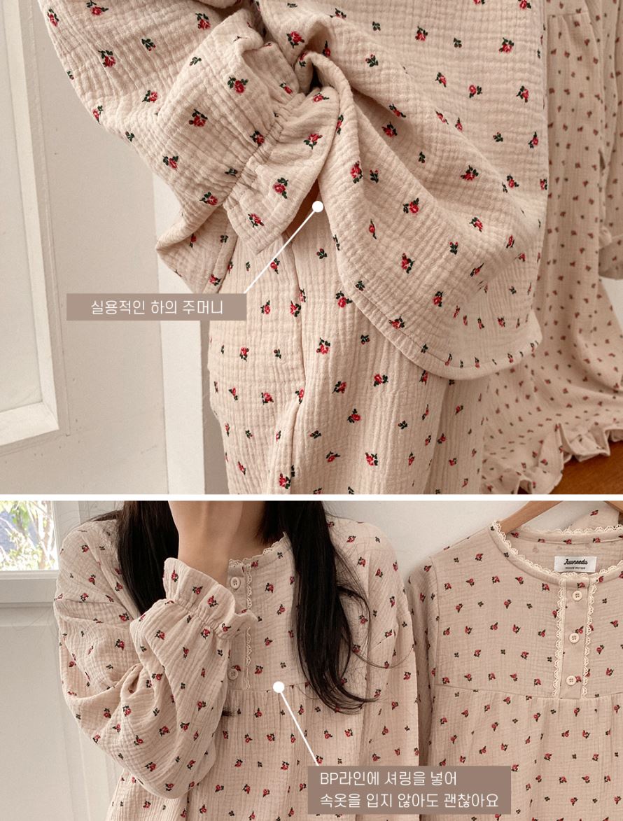 ‖韓國代購‖ Juuneedu 秋冬 La Vie en Rose lace 玫瑰蕾絲款 睡衣 | 蝦皮購物