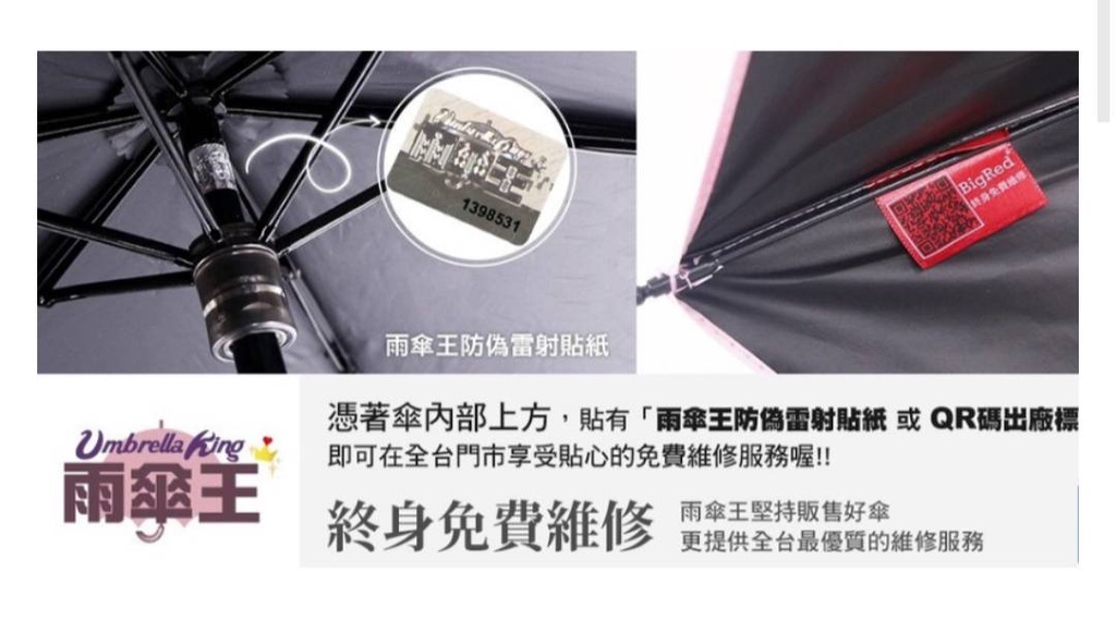 【中原雨傘王】《BigRed 輕巧無敵DARK》25吋遮陽直傘 加大傘面 防風骨架 黑膠降溫 防曬 終身免費維修 | 蝦皮購物