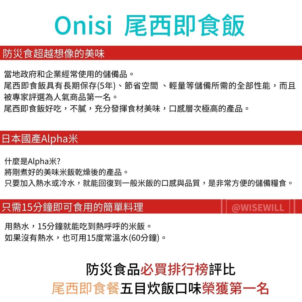 日本直送｜5年保存緊急糧食 日本尾西 Onisi食品 Alpha米 12包組 加熱即食品 即食 軍糧 防災食品 乾燥飯 | 蝦皮購物