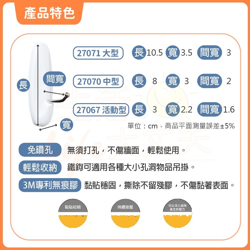 🌈生活大丈夫 附發票🌈無痕掛鉤 3M 27070 中型無痕鐵上鉤*2入 (台灣製) | 蝦皮購物