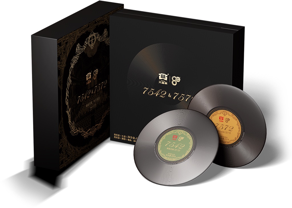 大益80周年珍藏紀念禮盒 200克x2餅 7542 7572 2001批次「茶有大益」 | 蝦皮購物