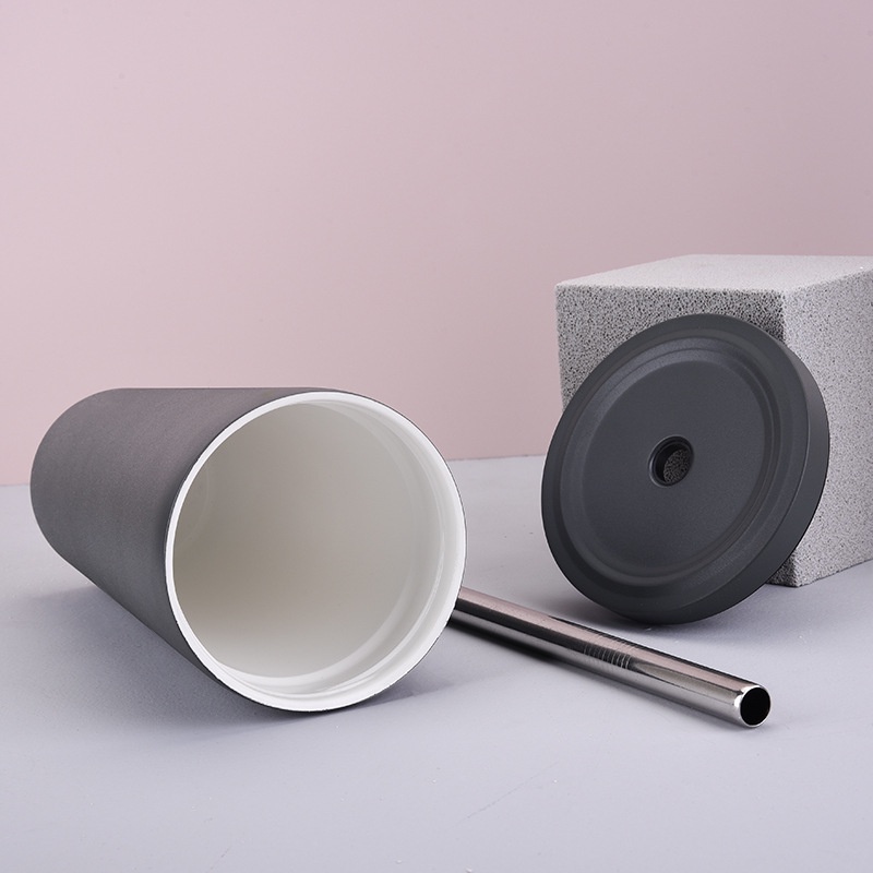 【Creator】陶瓷內膽不鏽鋼吸管杯 710ml 真空雙層304不鏽鋼 磨砂杯身 長效保溫保冰 手搖飲料環保杯 | 蝦皮購物