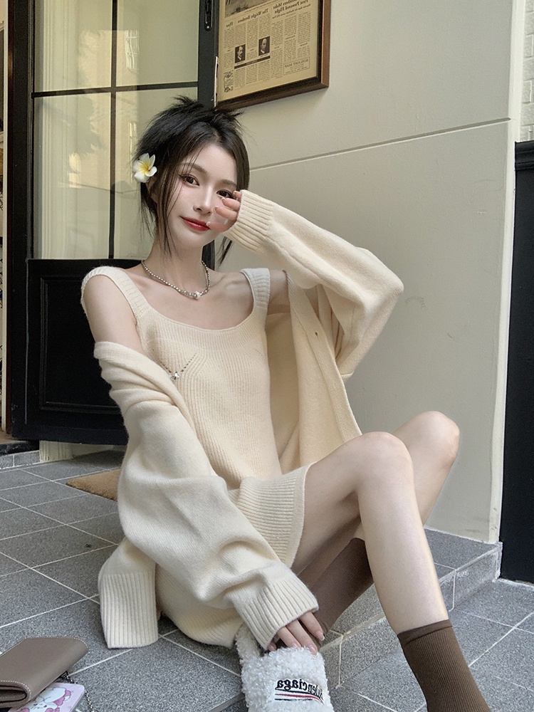 【梨卡】隔日到貨 女裝 針織套裝 洋裝 連身裙 針織裙 針織洋裝 毛衣洋裝 冬天洋裝 秋冬穿搭 DR353【現貨24H】 | 蝦皮購物