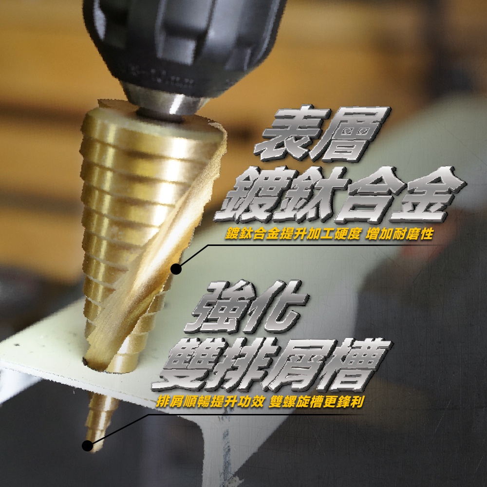 【機械堂】HSS鍍鈦階梯鑽頭(套組) 4241鋼 6542鋼 金字鑽 鐵皮 鋼材 金屬開孔 | 蝦皮購物