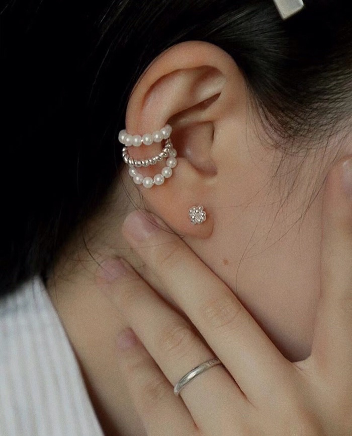 LazyBee 《韓國小眾》無耳洞系列｜高品質天然淡水米粒珍珠 925純銀耳骨夾｜現貨 | 蝦皮購物