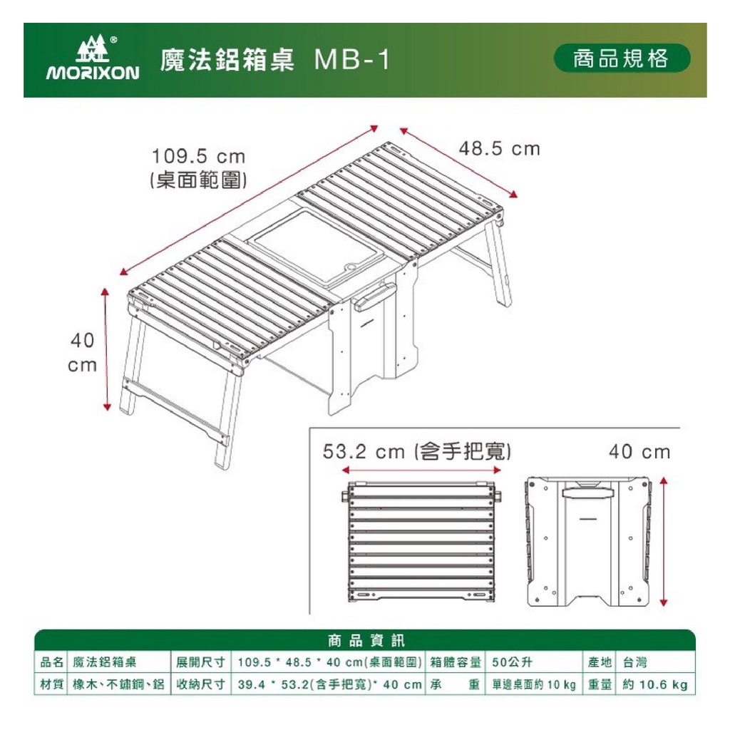 魔法鋁箱桌50L/綠箱款【MORIXON 魔法森林】MB-1 G 鋁箱桌 箱桌 露營桌 桌子 跳色 野樂 愛露愛玩 | 蝦皮購物