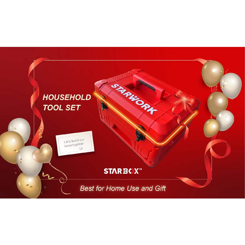 歐洲/美國/日本熱賣款 現貨⭐STARWORK 186Pcs 家用工具組/工具箱/收納箱/禮物 | 蝦皮購物