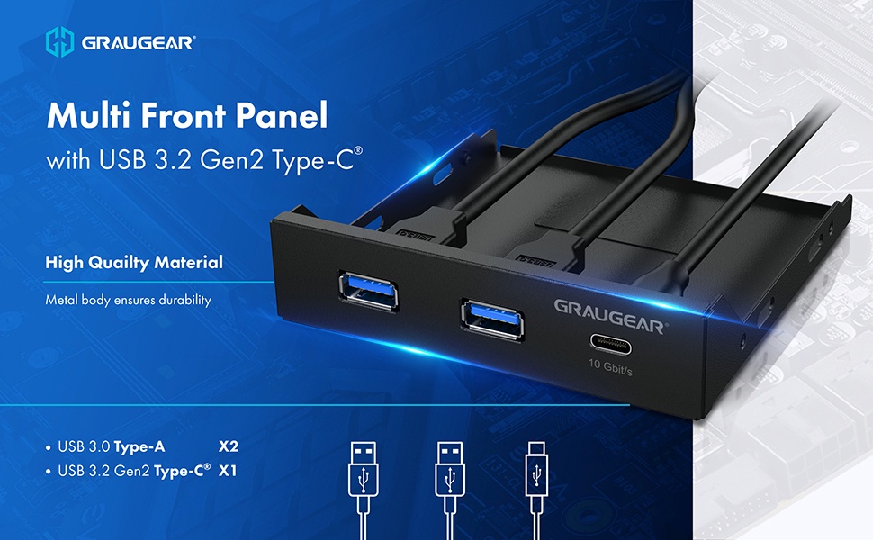 GRAUGEAR 3.5吋前置面板擴充 USB3.2 Gen2 Type-C 10Gbps 主板Type-E/Key-A | 蝦皮購物