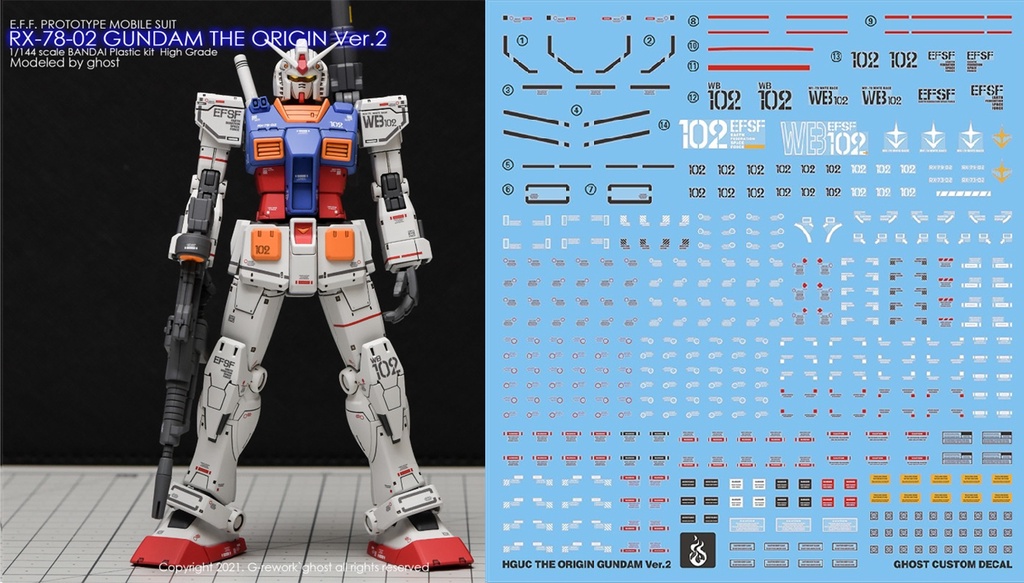 練功神物 炎 GHOST HG 元祖鋼彈 78 RX-78-02 GTO版 2.0版 熒光 水貼 | 蝦皮購物