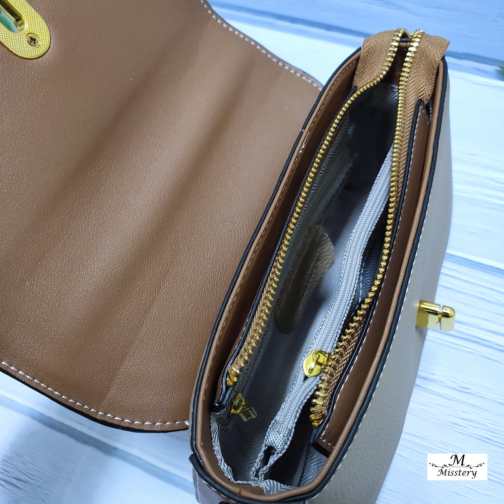 【Misstery】側肩背牛皮+超纖經典女包/側背斜背包-咖A88-187CW | 蝦皮購物