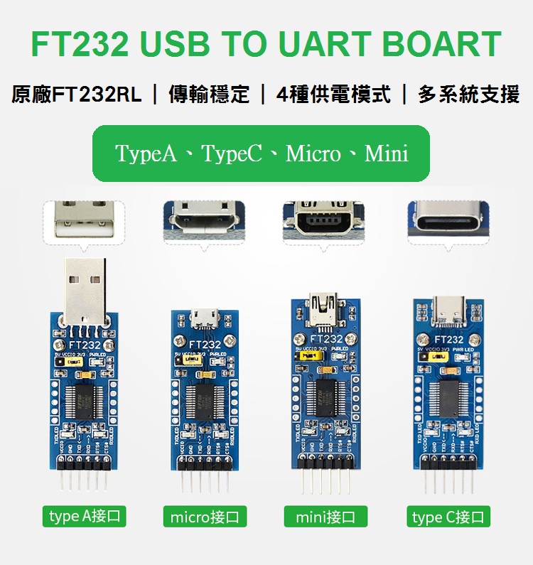 【樂意創客官方店】原廠晶片 FTDI FT232RL USB UART 模組 USB TTL 5/3.3v切換 6腳接口 | 蝦皮購物