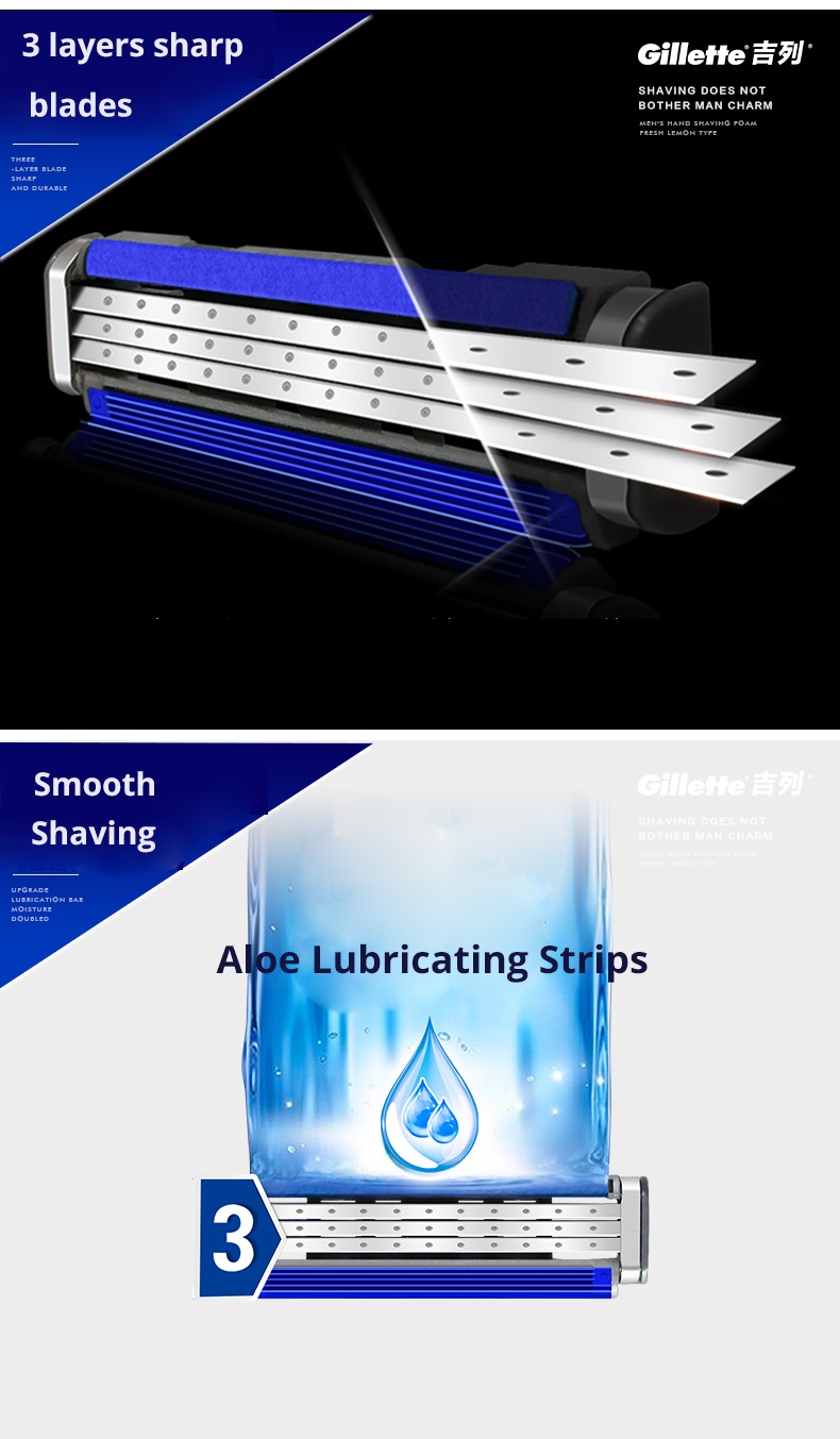 Gillette 吉列 Vector 3 男士剃須刀剃須刀片安全剃須刀鬍鬚脫毛超薄 3 層鋒利剃須刀替換補充裝 | 蝦皮購物