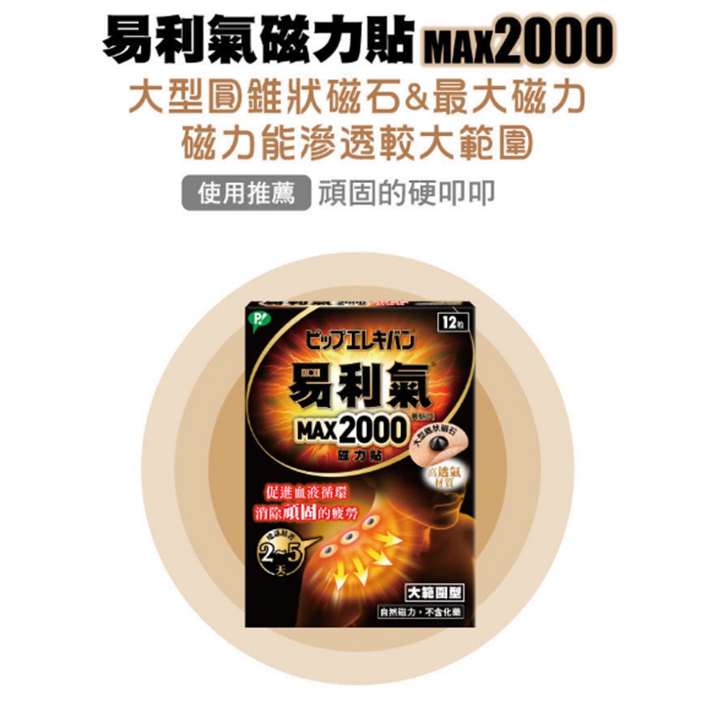 易利氣磁力貼 800 1300 2000 Max200 磁石 酸痛貼布 12粒/24粒 | 蝦皮購物
