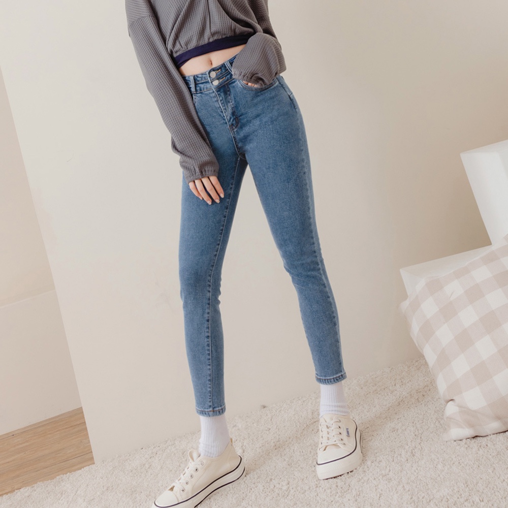 OB嚴選 視覺細-5KG．彈性磨毛牛仔魔法顯瘦長褲 《BA6958》大尺碼/現貨/女裝 | 蝦皮購物