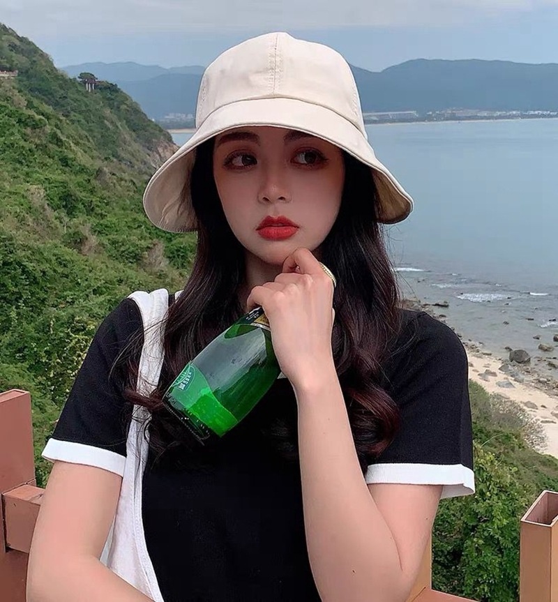 韓版夏季帽子女大頭圍大簷遮陽帽馬尾漁夫帽遮臉防晒太陽帽 | 蝦皮購物