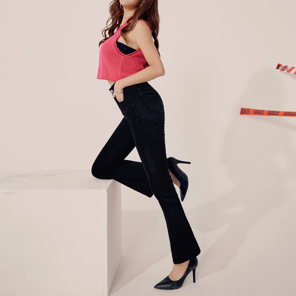 OB嚴選 視覺細-5KG彈力腰鬆緊斜紋喇叭魔法顯瘦褲 《BA7138》現貨/女裝/時髦 | 蝦皮購物