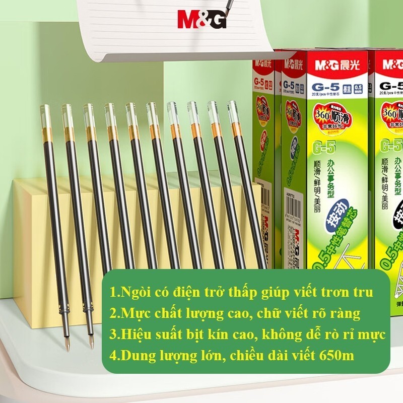 M&g G-5 黑色 0.5mm Press Bullet 中性筆芯簽字筆筆芯水筆芯圓珠筆筆芯 | 蝦皮購物