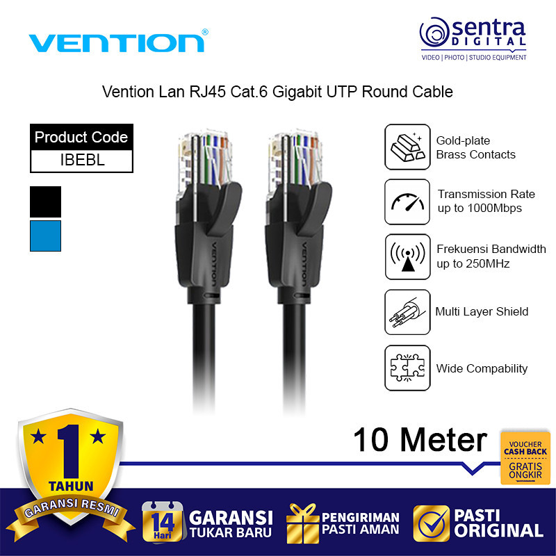 Vention Cat.6 UTP 跳線 RJ45 LAN 電纜 Cat6 10M IBEBL | 蝦皮購物